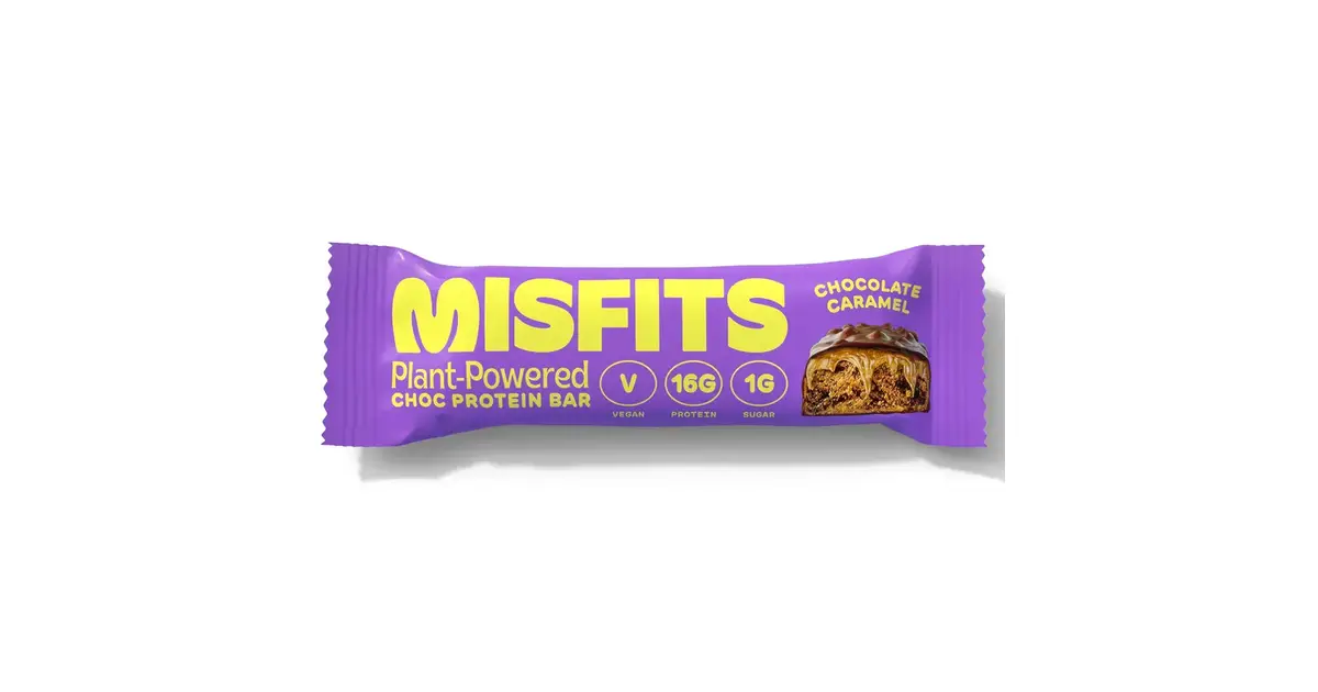 Misfits Plant Powered Protein Bar - Caramel fudge | Buy Online in ...